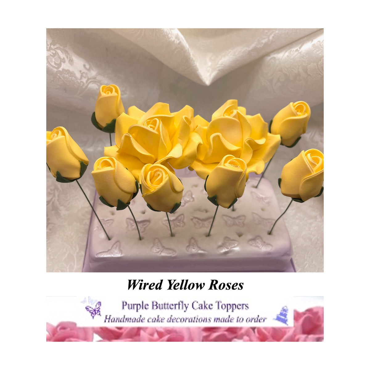 Wired Yellow Roses! – Purple Butterfly Cake Toppers